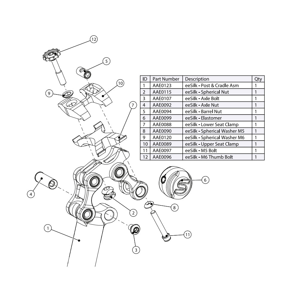 Cane Creek eeSilk 1.0 & 2.0 Spare Parts and Elastomers